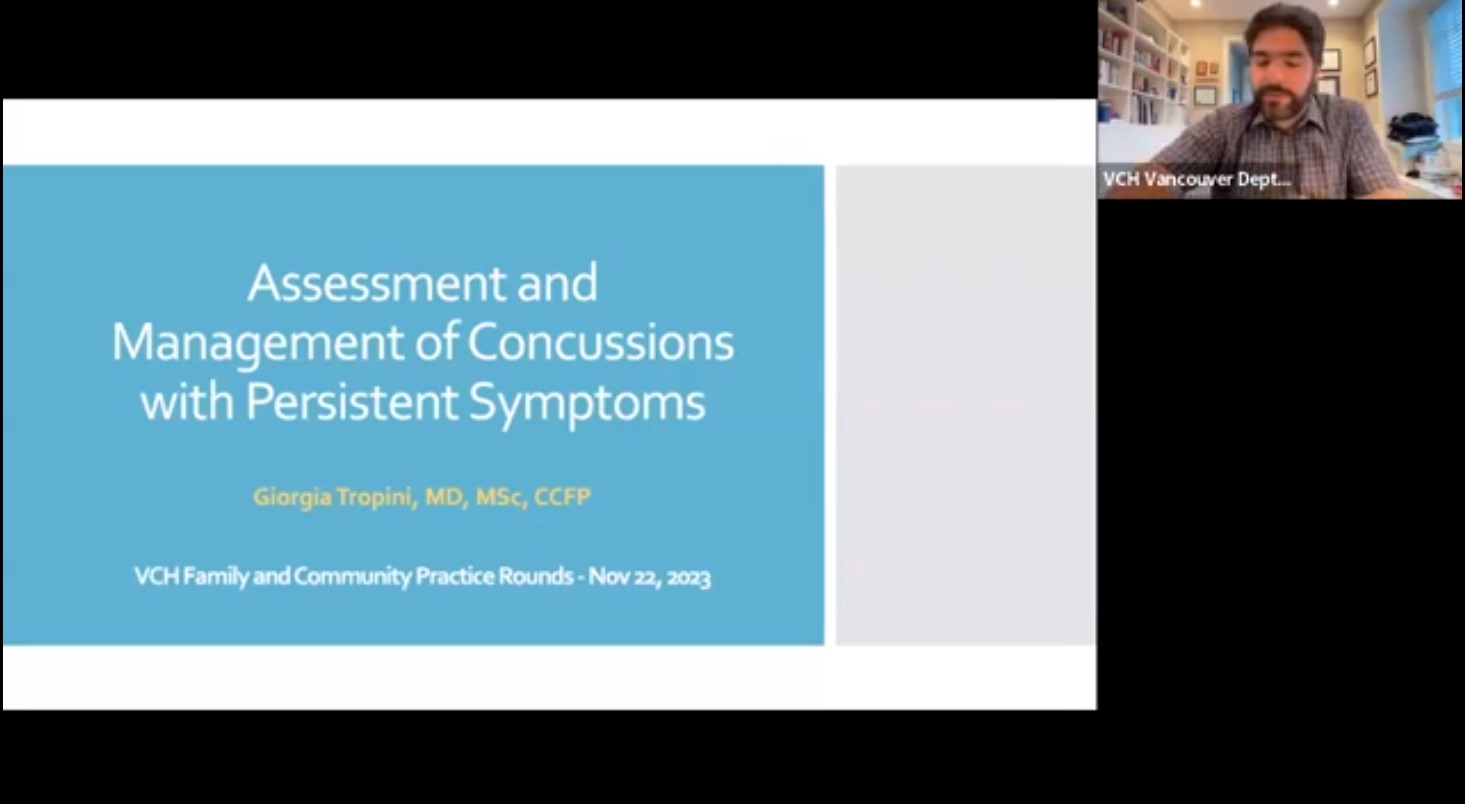 Nov. 22, 2023: Assessment and management of concussions with persistent symptoms by Dr. Giorgia ...